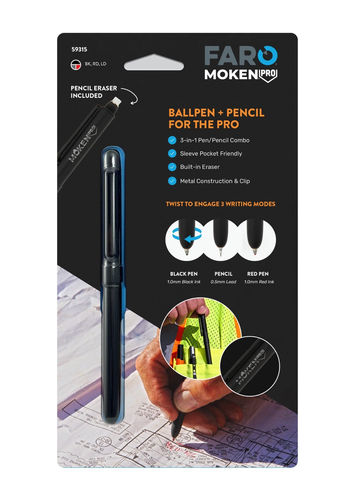 Faro Moken® Pro 3-in-1 Multiuse Pen(cil) Combo – Faro Tools